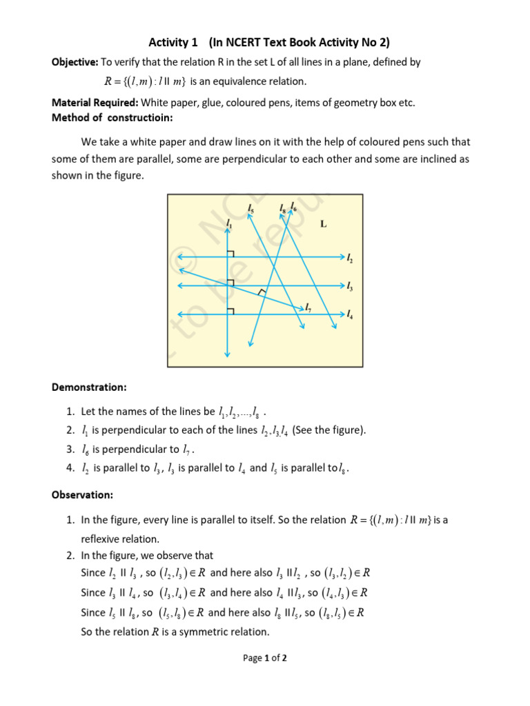 Class 12 - Maths Activity 1 | PDF | Science & Mathematics