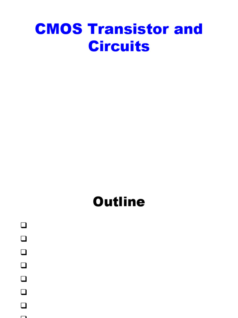 CMOS Transistor and Circuits | PDF | Mosfet | Cmos