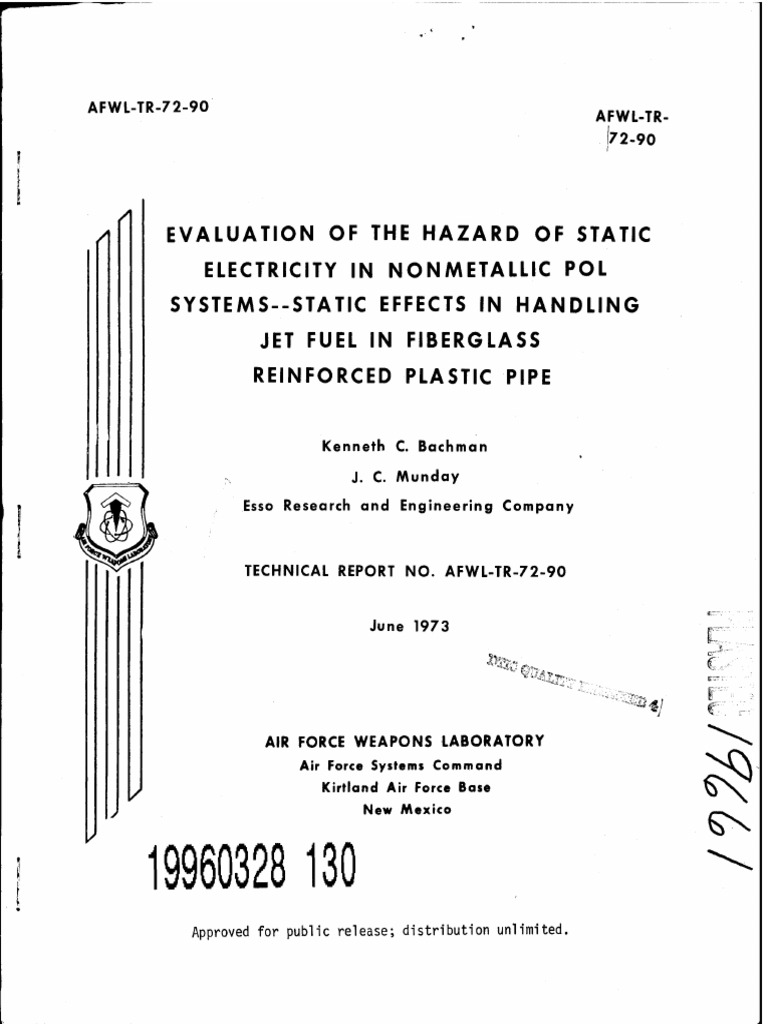 Evaluation of The Hazard of Static Electricity in Nonmetallic Pol Systems-Static Effects in ...