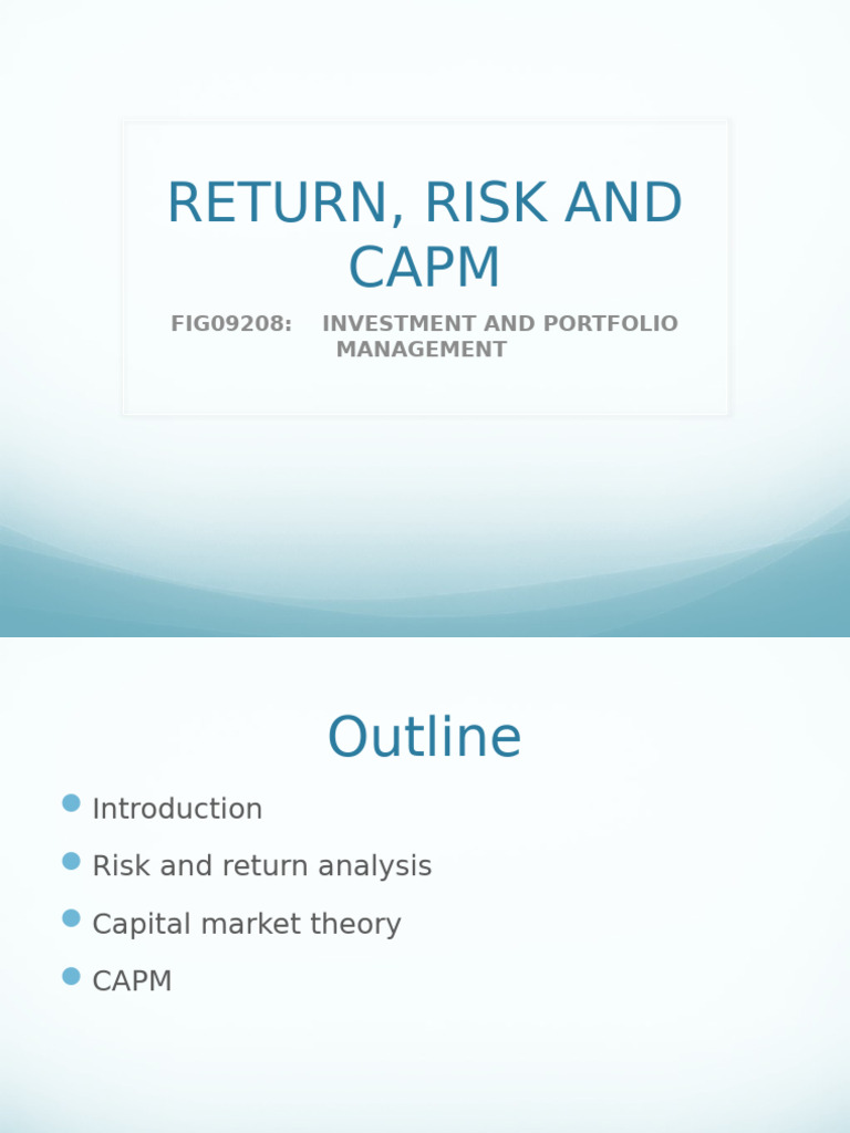 Risk and Return Analysis | PDF | Capital Asset Pricing Model | Covariance