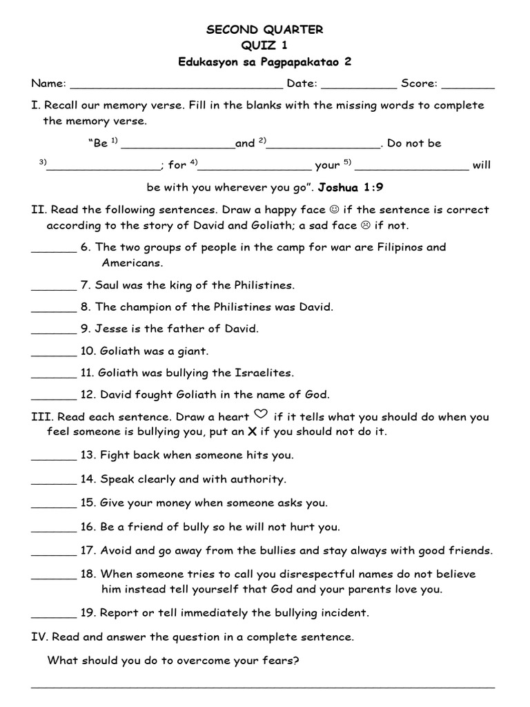 EsP 2 2nd Quarter Quiz 1 | PDF