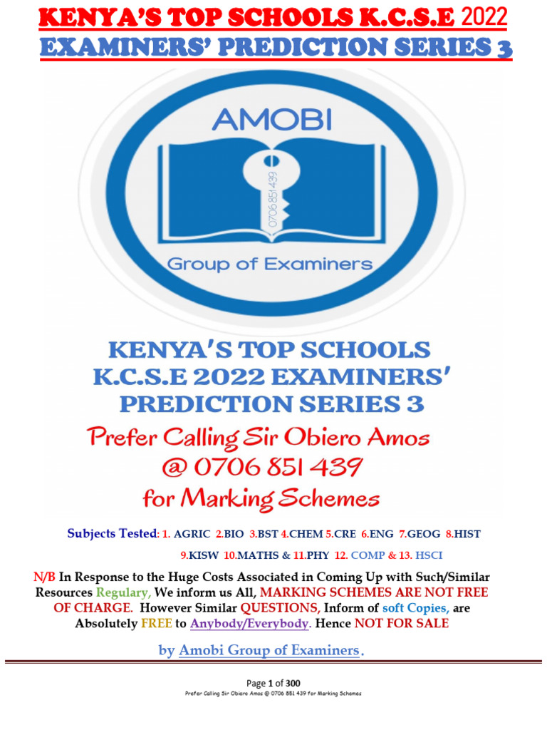Kcse 2022 S3 Prediction 0706 851 439 | PDF | Seed