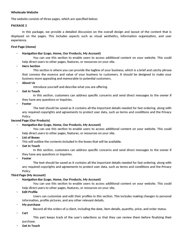 Wholesale Website Outline | PDF | Privacy | Information