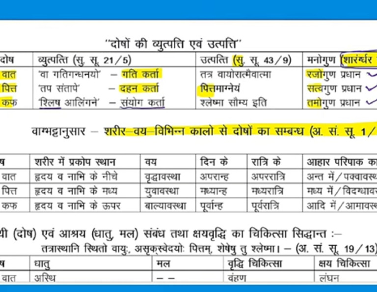Dosha Information Chart | PDF