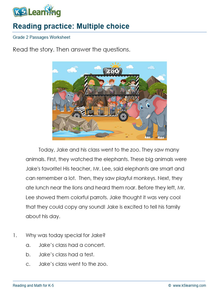 Grade 2 Zoo Adventure Story Questions | PDF