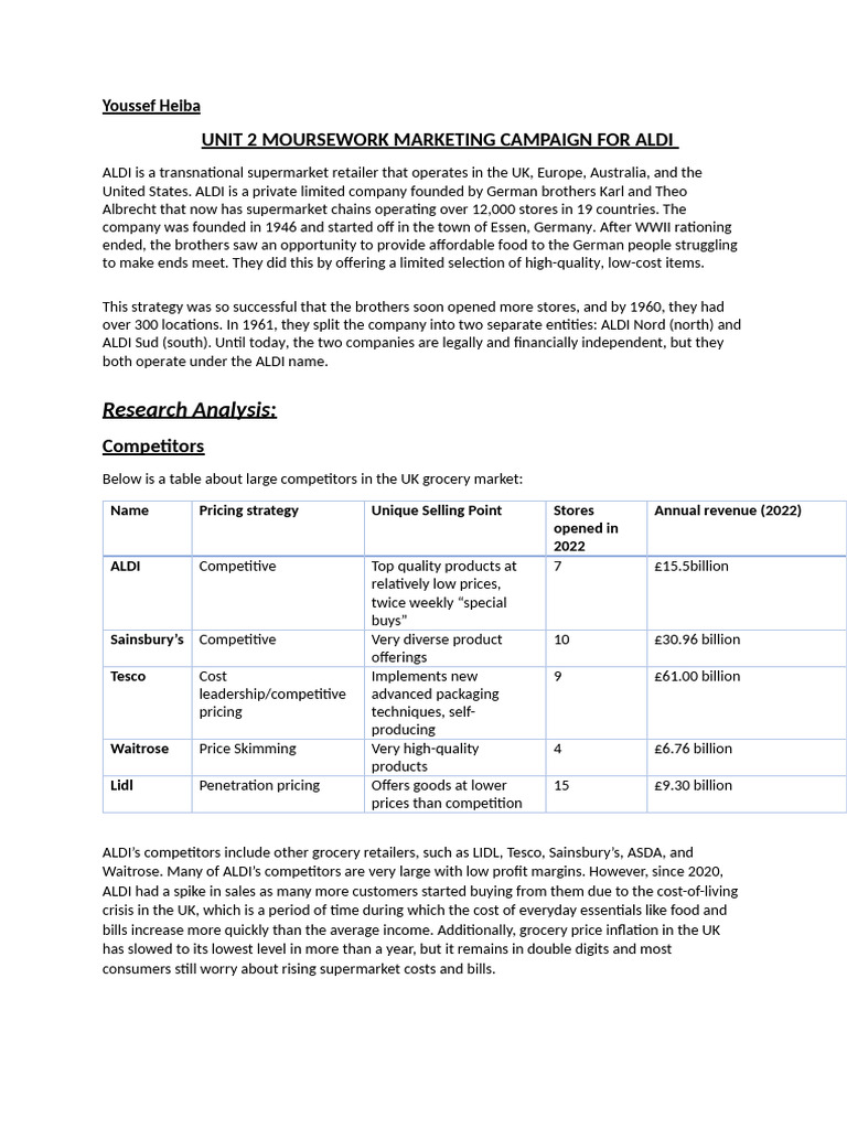 GROWTH OF ALDI Final DC | PDF | Cost Of Living | Supermarket