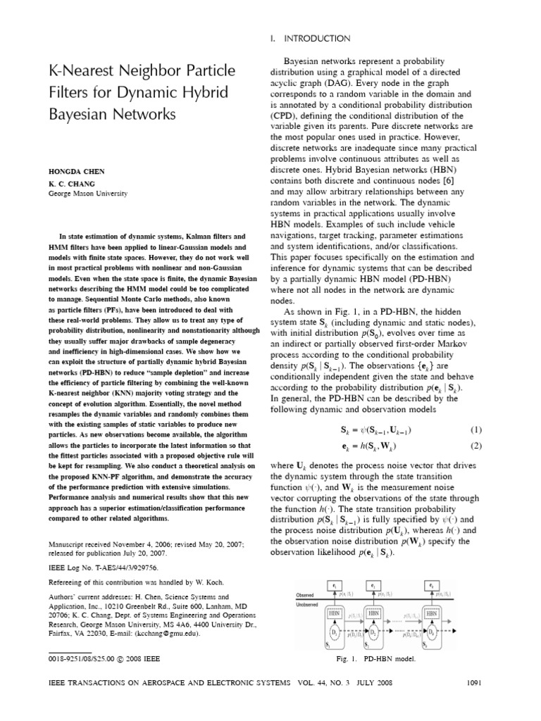 K-Nearest Neighbor Particle Filters For Dynamic Hybrid Bayesian Networks | PDF | Bayesian ...
