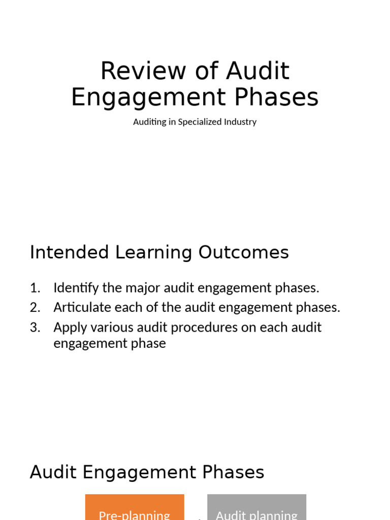 Audit Engagement Phases Overview | PDF | Audit | Risk