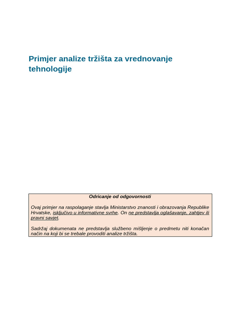 Analiza Trzista Predlozak | PDF