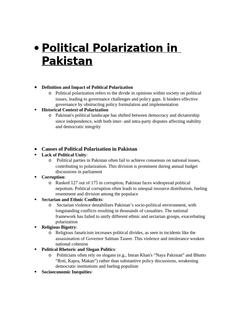 Political Polarization in Pakistan | PDF | Populism | Governance