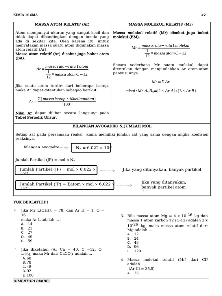 Massa Atom dan Molekul Relatif dalam Kimia | PDF | Sains & Matematika