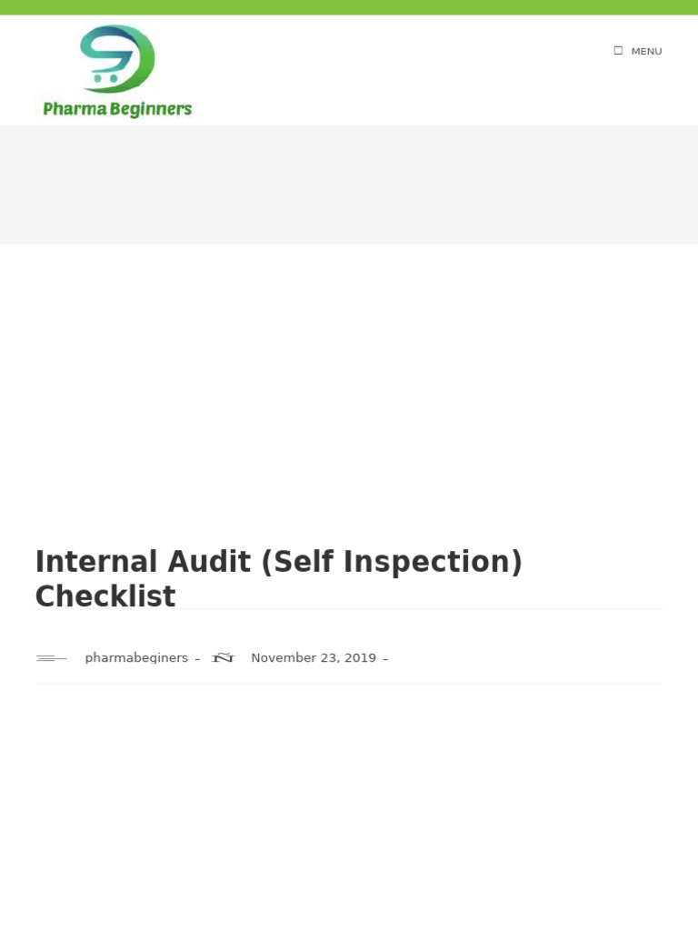 Internal Audit Self Inspection Checklist | PDF | Audit | Calibration