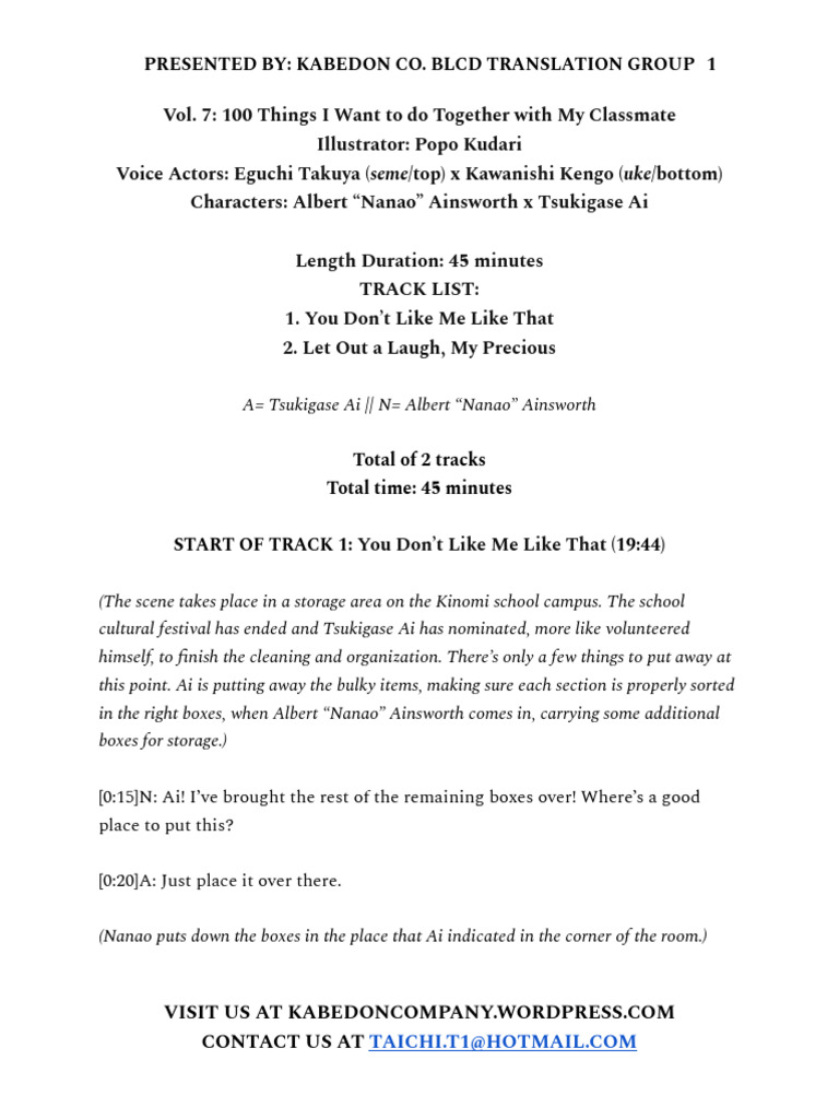 Volume 7 100 Things I Want To Do Together With My Classmate | PDF