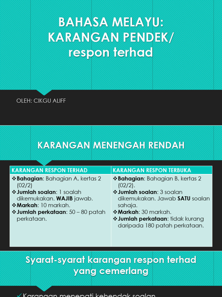 Panduan Karangan Respon Terhad | PDF