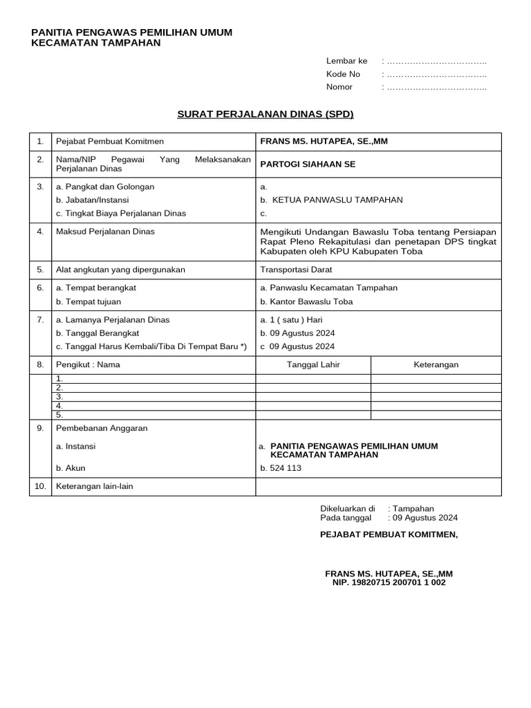 BLANGKO SPPD EDIT Lidya | PDF