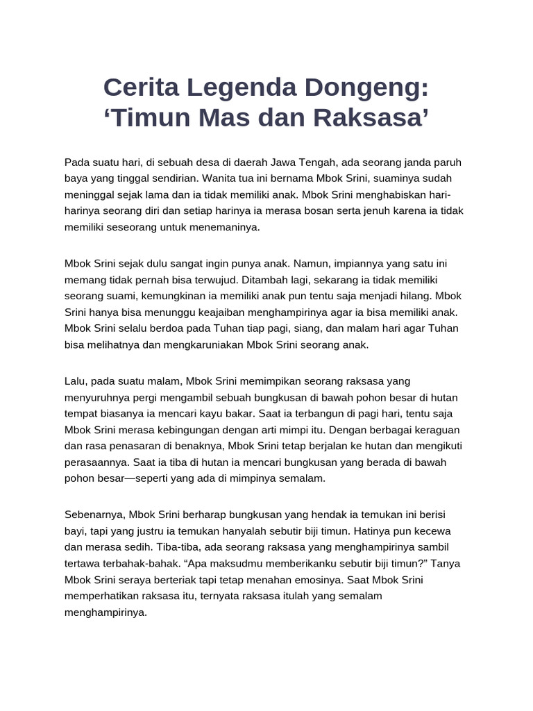 Cerita Legenda Dongeng | PDF