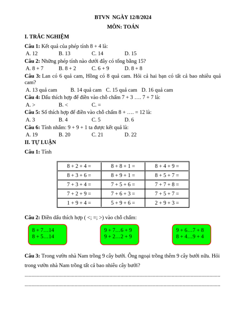 BTVN - Bài 8 B NG C NG Qua 10 | PDF