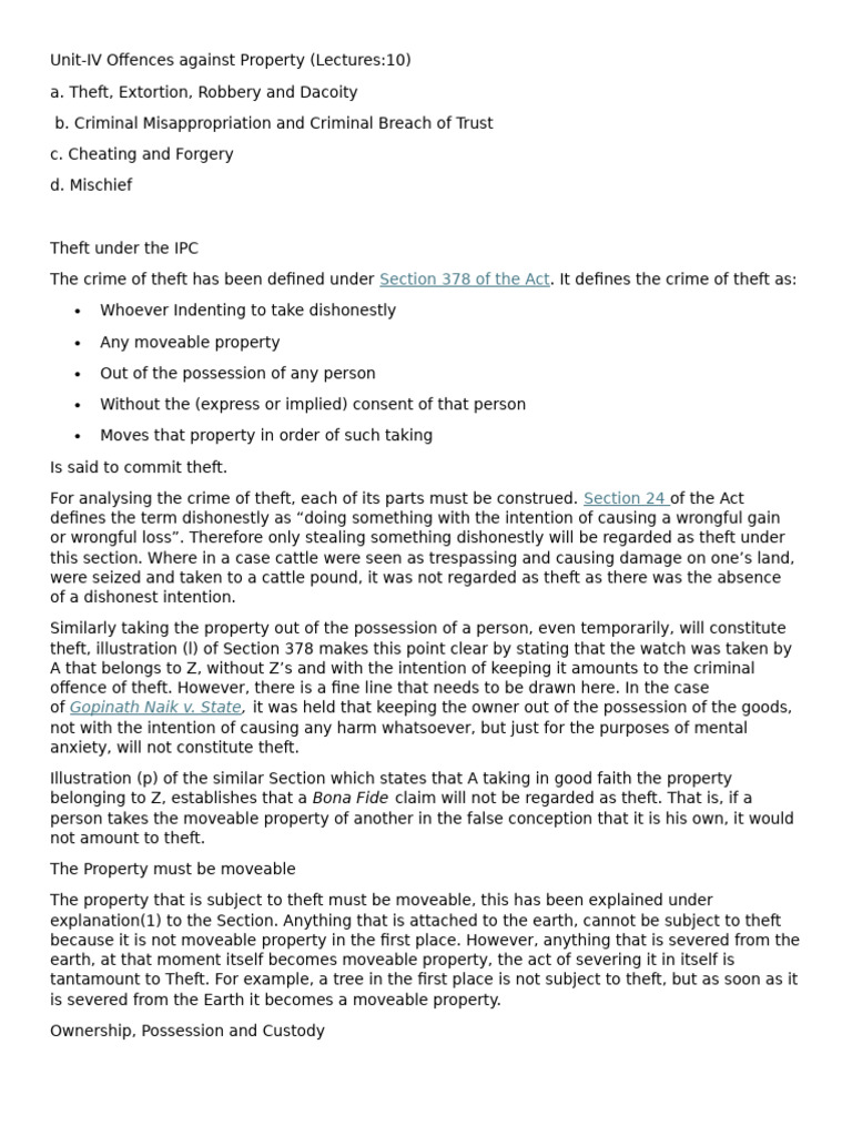 Unit 4 | PDF | Robbery | Theft