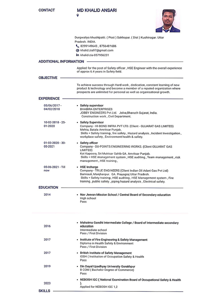 HSE MD Khalid CV With | PDF