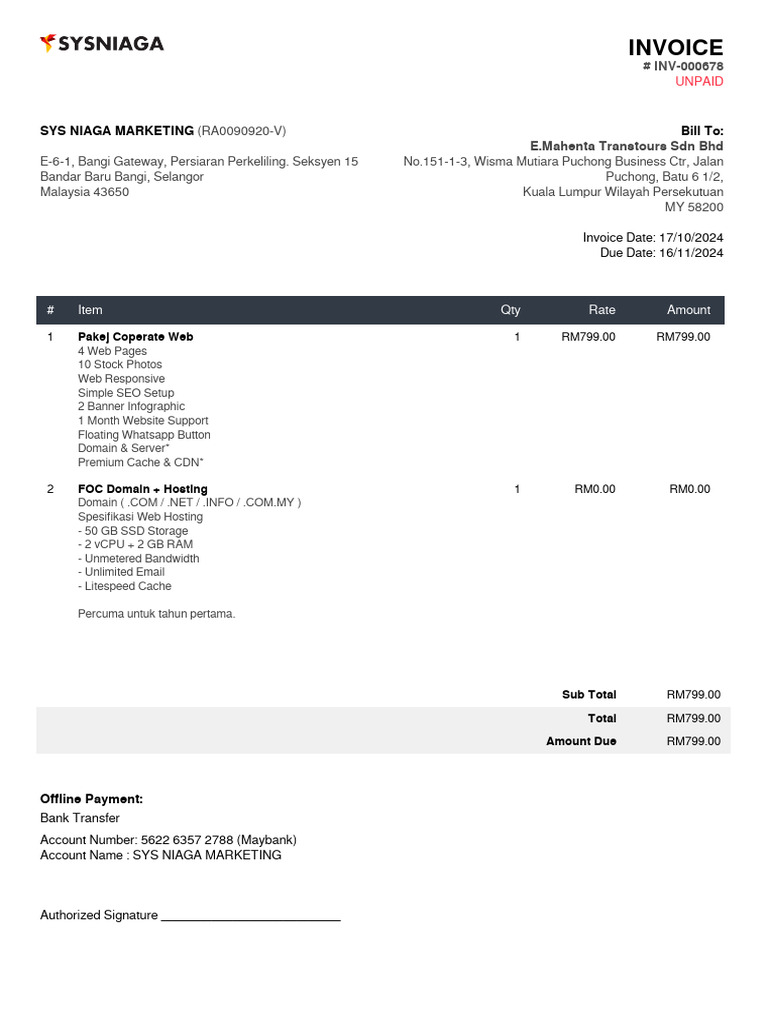 Inv 000678 Sys Niaga Marketing | PDF | Digital Technology | Computer ...