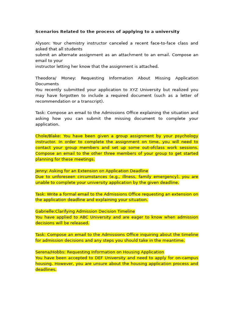Scenarios of Applying University | PDF