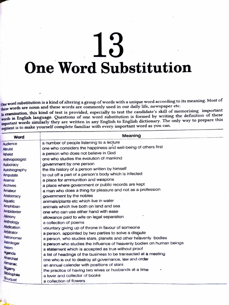 One Word Substitution | PDF