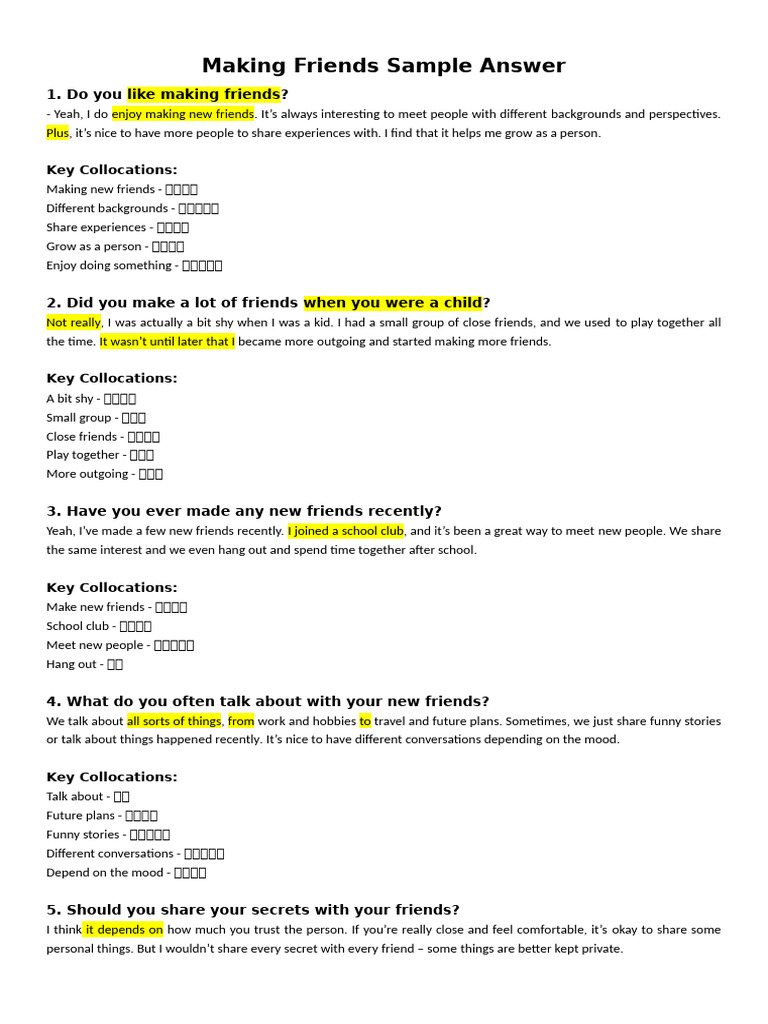 Insights on Making Friends | PDF