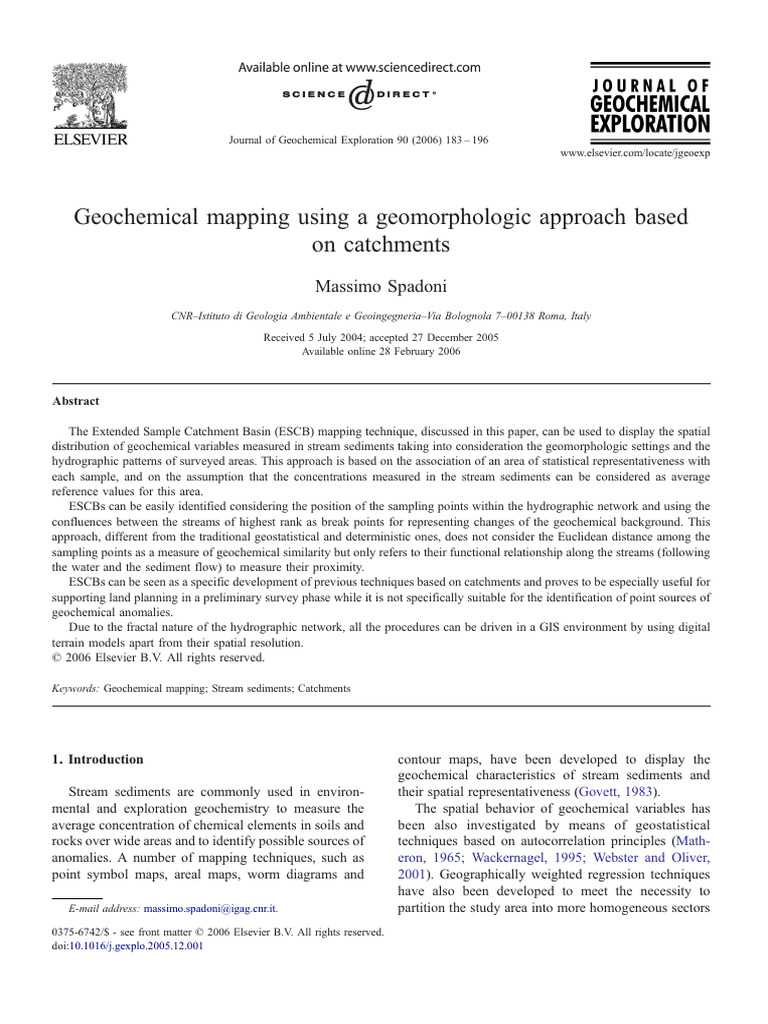 Geochemical Mapping Using A Geomorphologic Approach Based On Catchments | PDF | Topography ...
