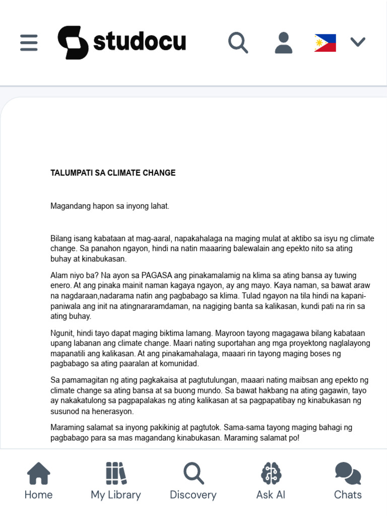 Talumpati SA Climate Change - TALUMPATI SA CLIMATE CHANGE Magandang ...