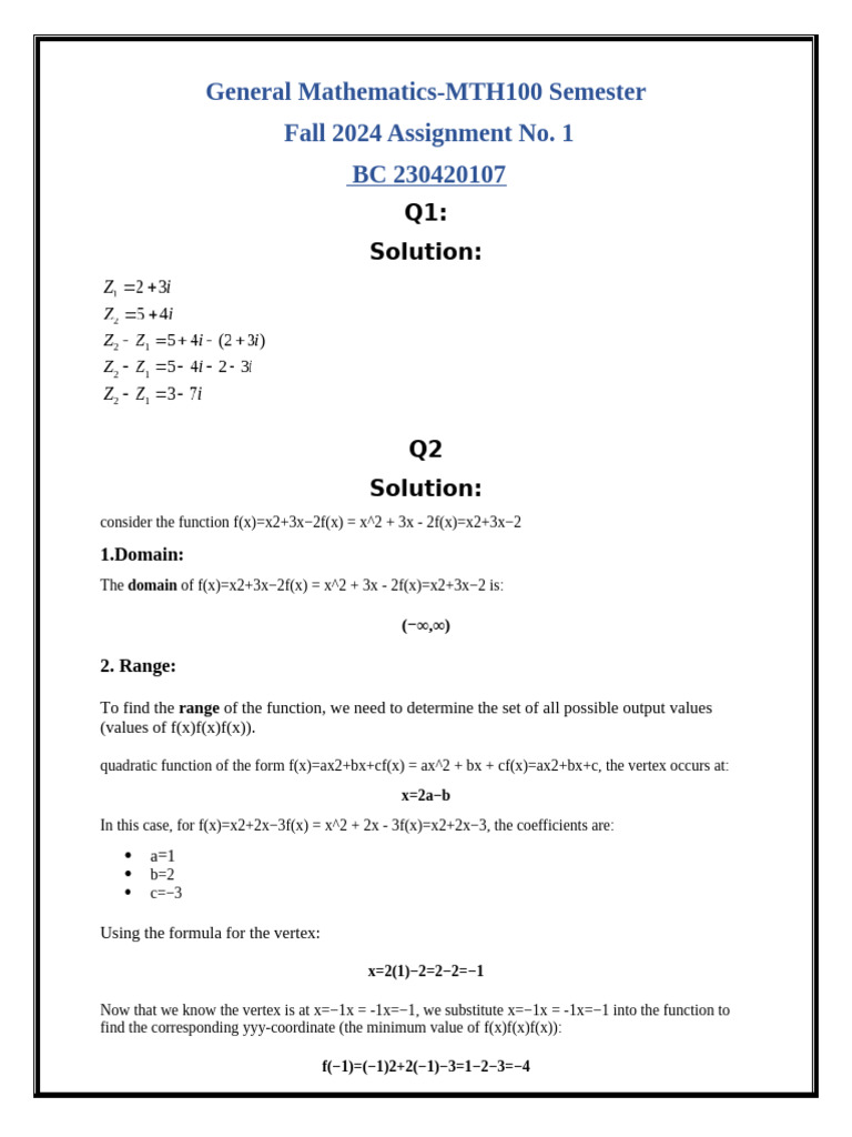 MTH100 Solution File | PDF | Teaching Methods & Materials