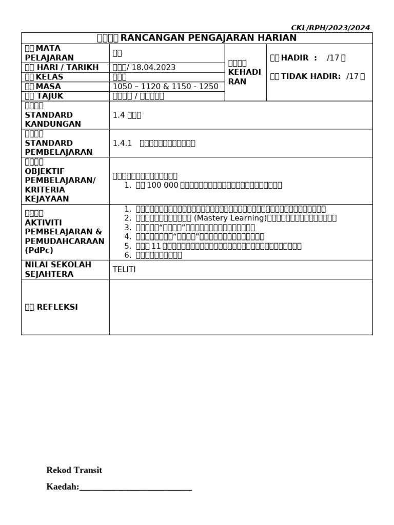 CKL RPH (MT Year 4) 18.04.2023 | PDF