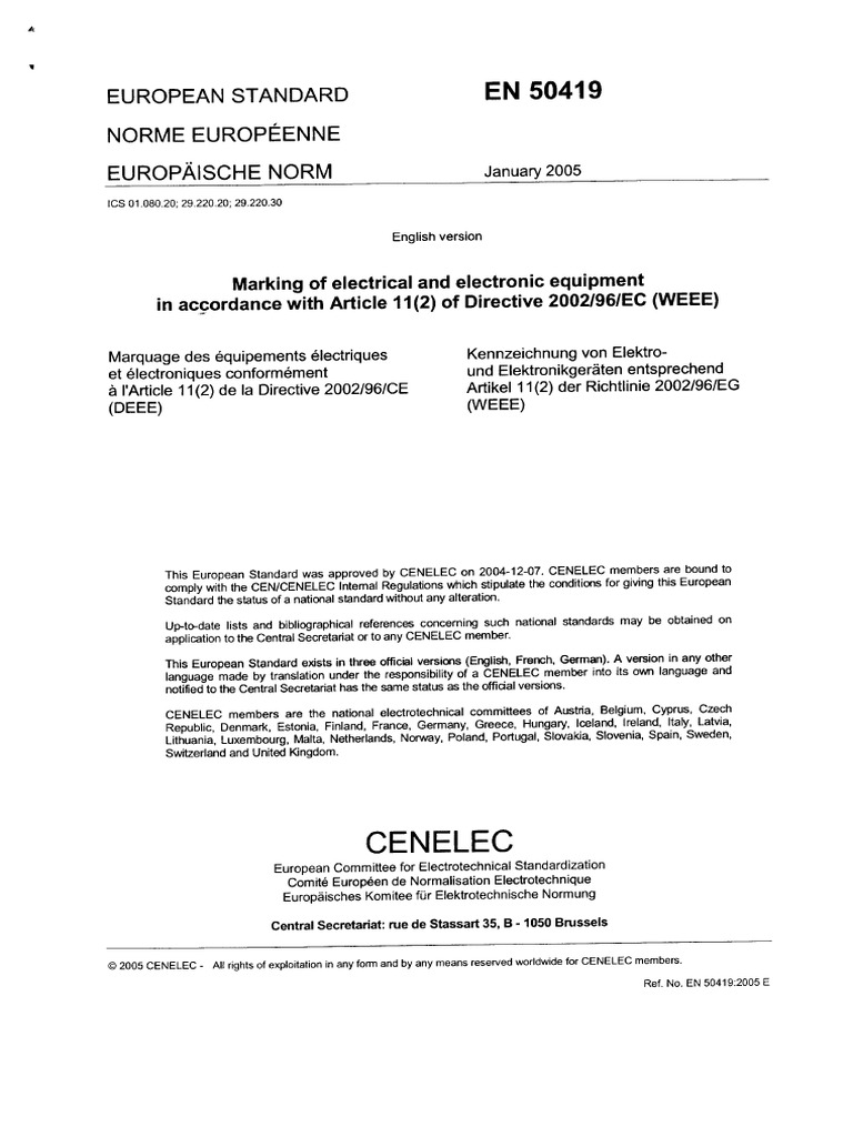 EN50419 Marking of Electrical and Electronic Equipment in Accordance ...