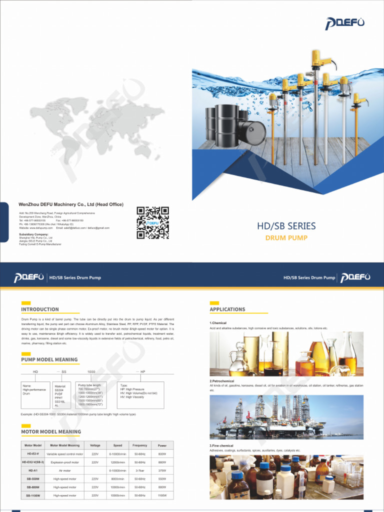 DEFU HD SB Series Drum Pump Catalogue | PDF