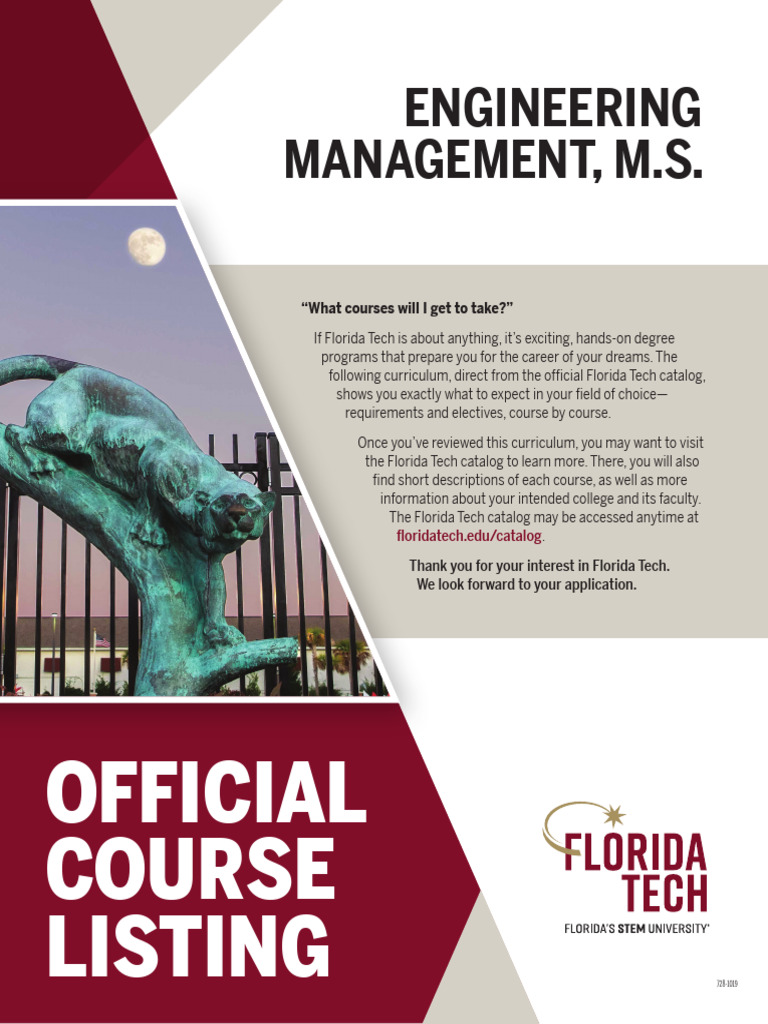 Engineering Management, M - S - Florida Tech | PDF | Academic Degree | Thesis