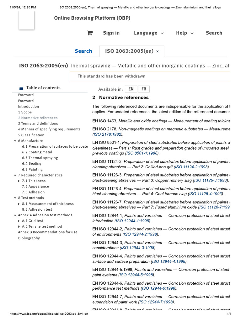 ISO 2063 - 2005 (En), Thermal Spraying - Metallic and Other Inorganic ...