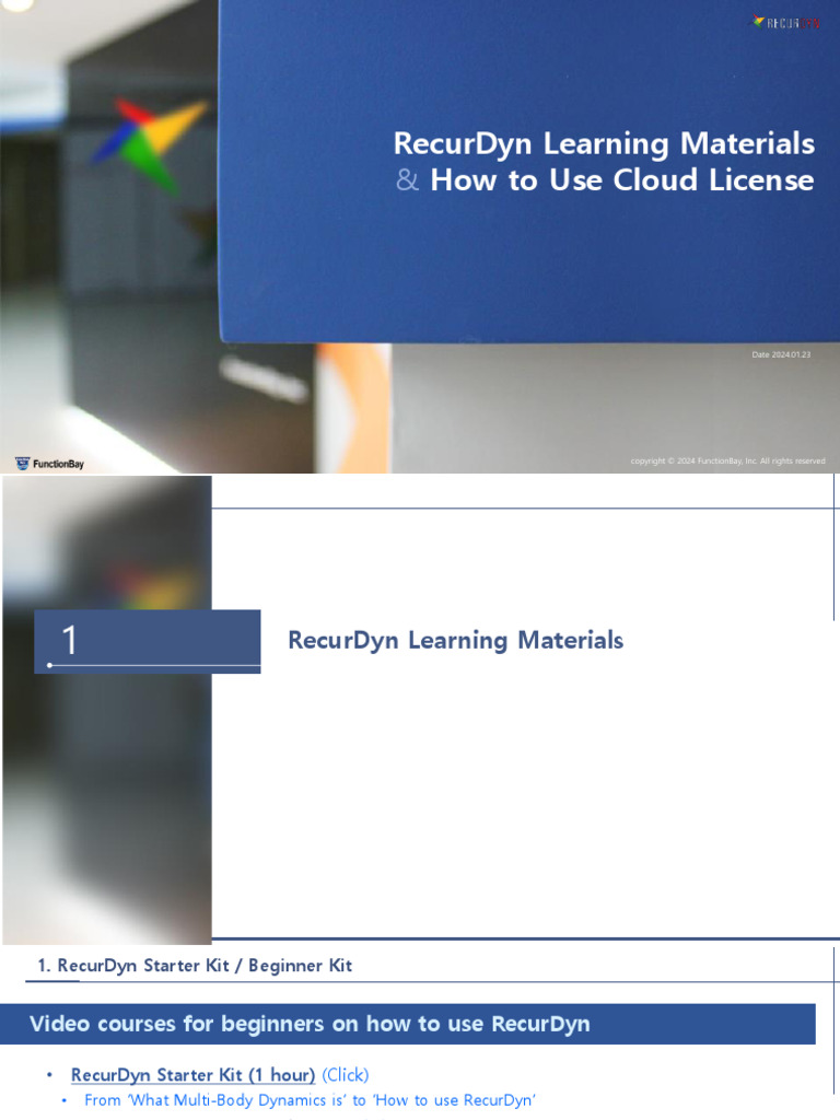 RecurDyn Learning Materials and Cloud License - EN - 20240123 | PDF | Cloud Computing ...