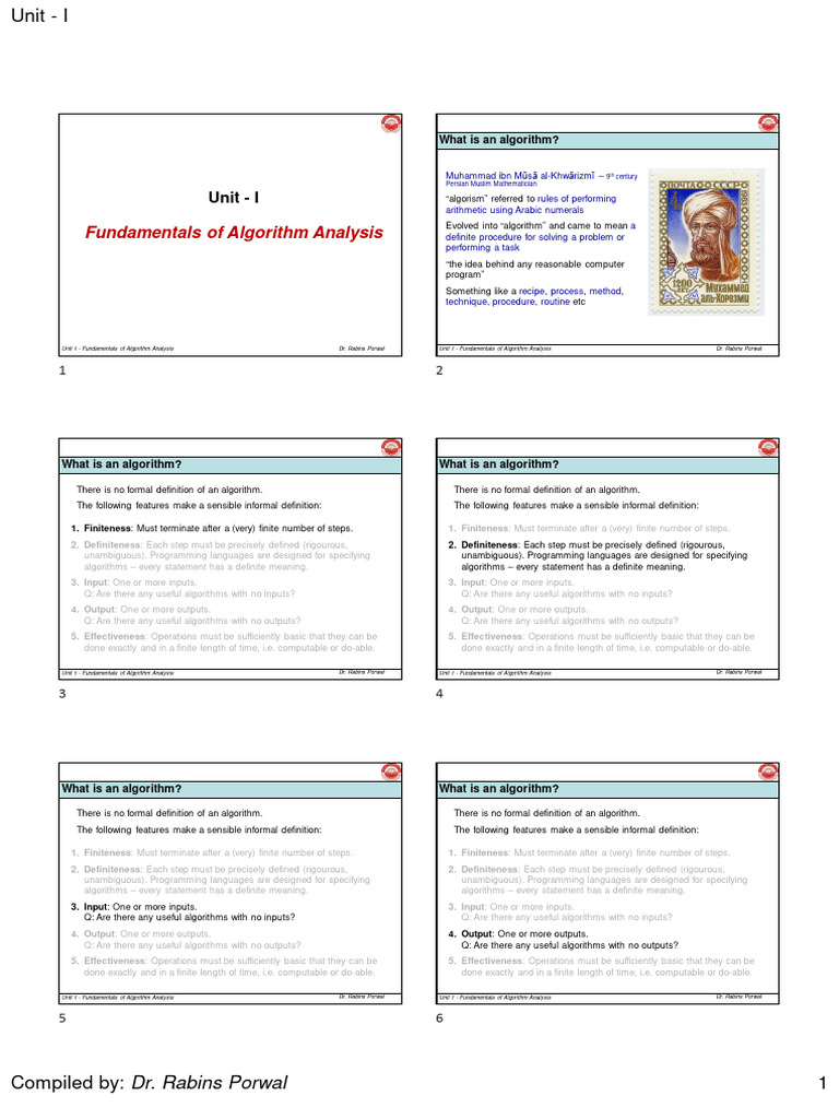 Unit I - Fundamentals of Algorithm Analysis v1 at CSJMU - 6 Slides Handouts | PDF | Algorithms ...