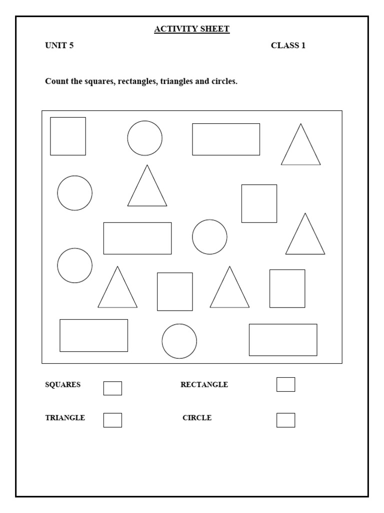 CBSE Class 1 English Worksheets (25) - Count The Shapes | PDF