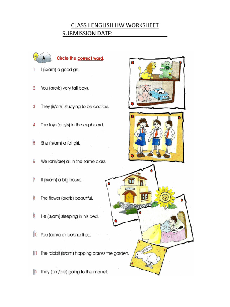 CBSE Class 1 English Worksheets (67) - Correct Word | PDF