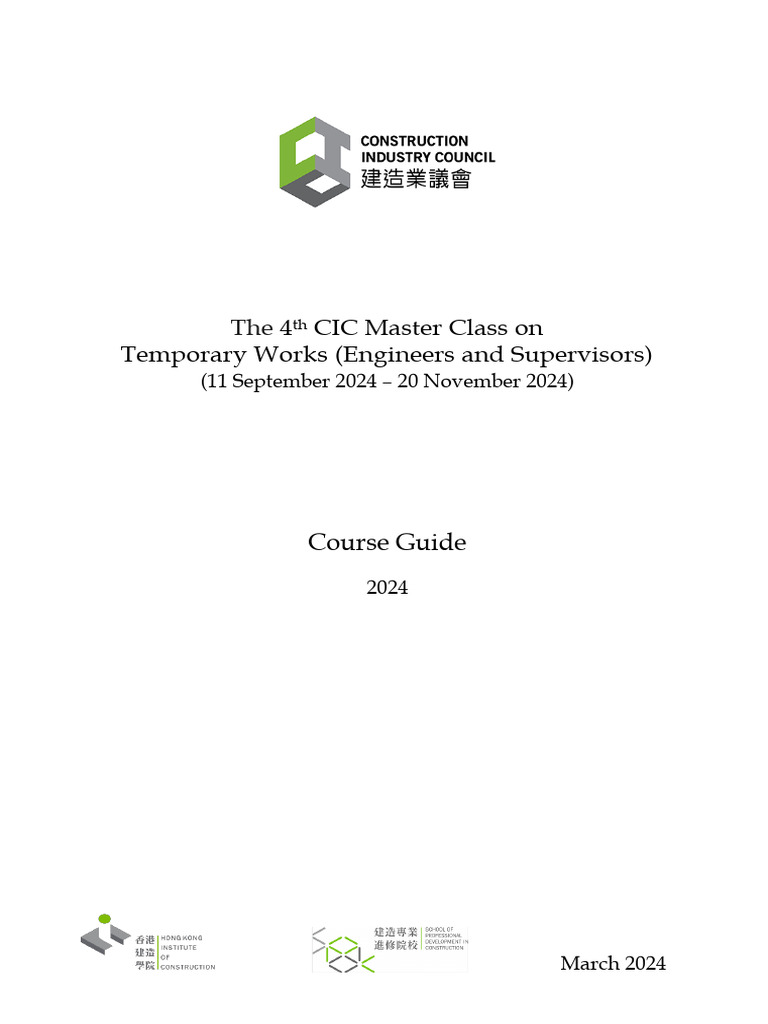CIC 4th Master Class - TW (Engineers and Supervisors) - Course Guide ...