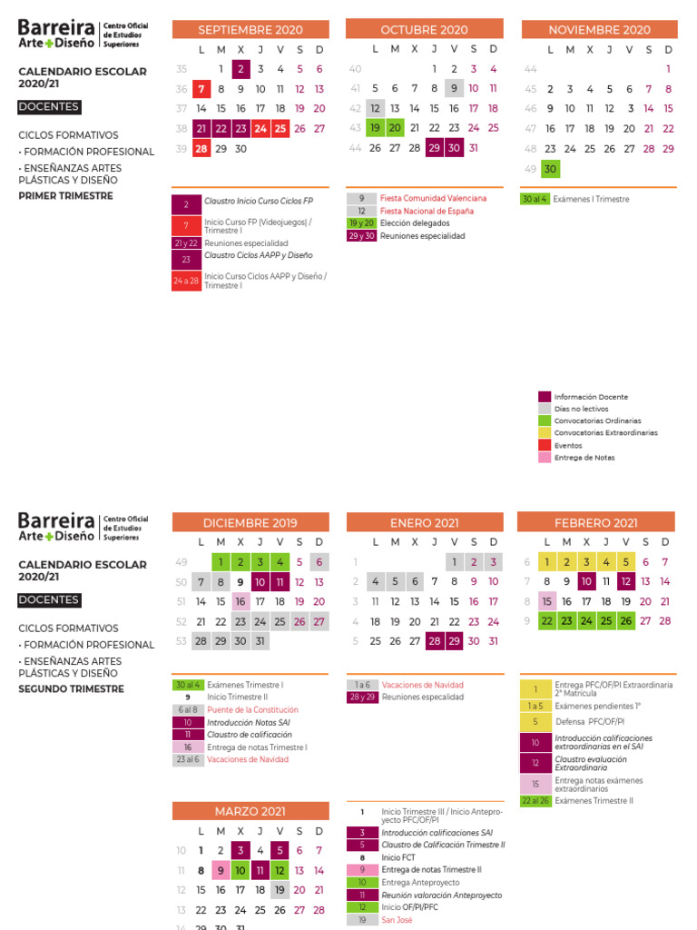 Calendario Escolar 2020/21 Docentes | PDF | Calendario