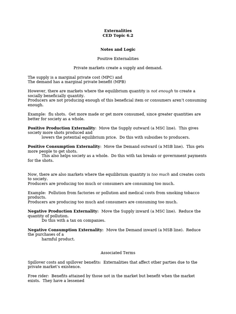 Topic 6.2A Externalities Notes and Logic | PDF | Business