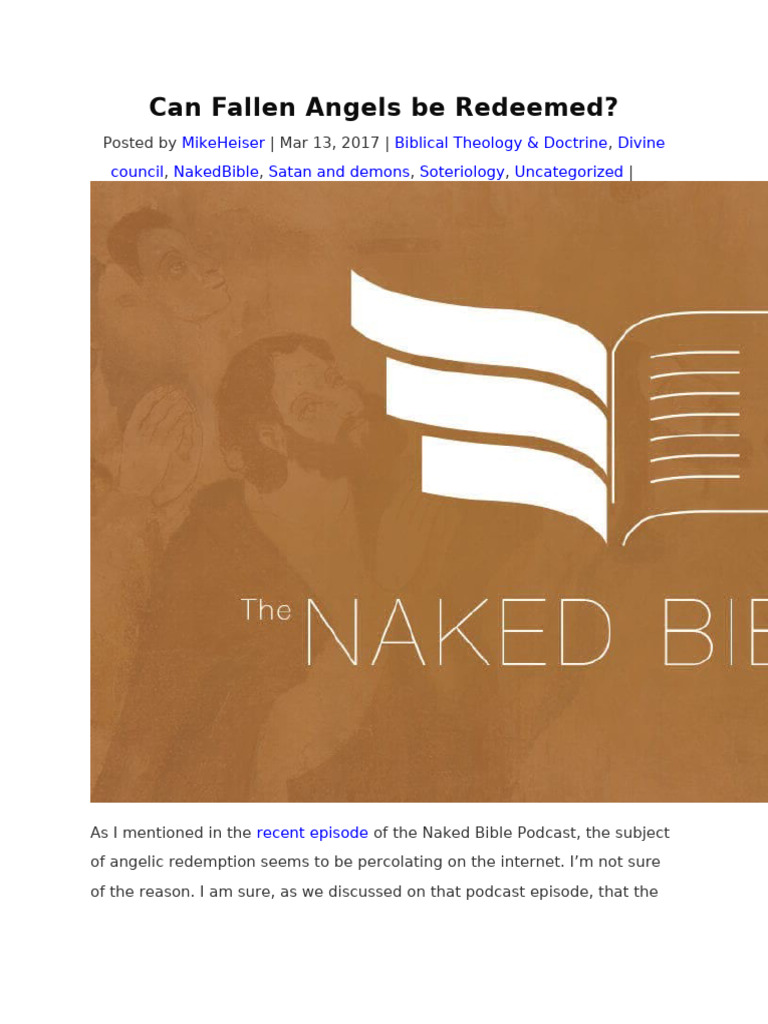 Can Fallen Angels Be Redeemed | PDF | Angel | Salvation
