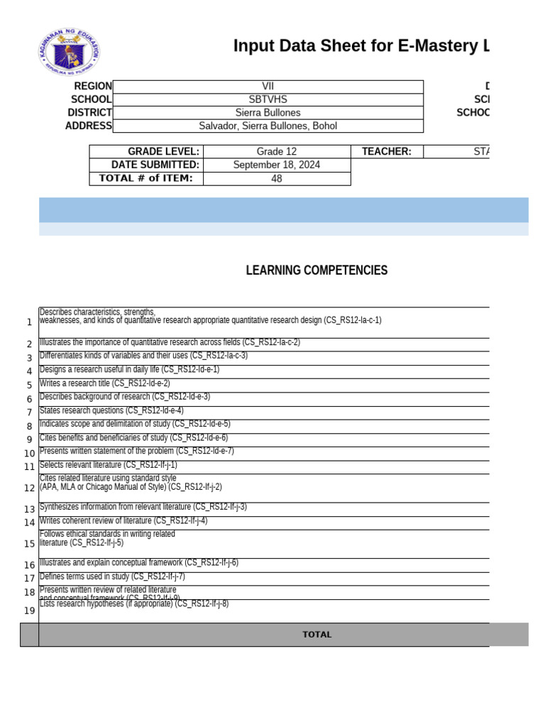 Tos q1 Perdev | PDF | Procedural Knowledge | Epistemology Of Science