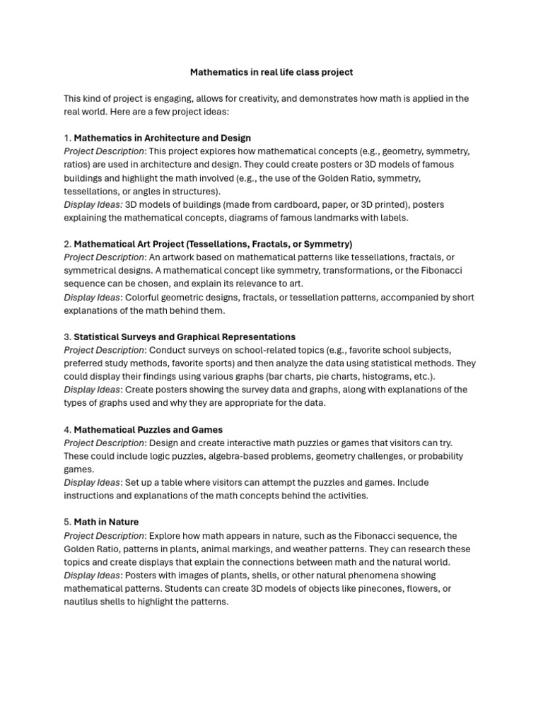 Mathematics in Real Life Class Project | PDF | Mathematics | Symmetry