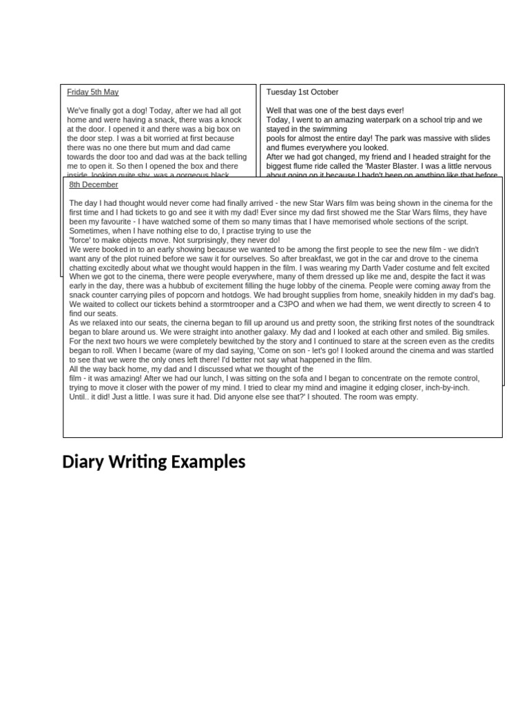 Diary Writing Examples | PDF