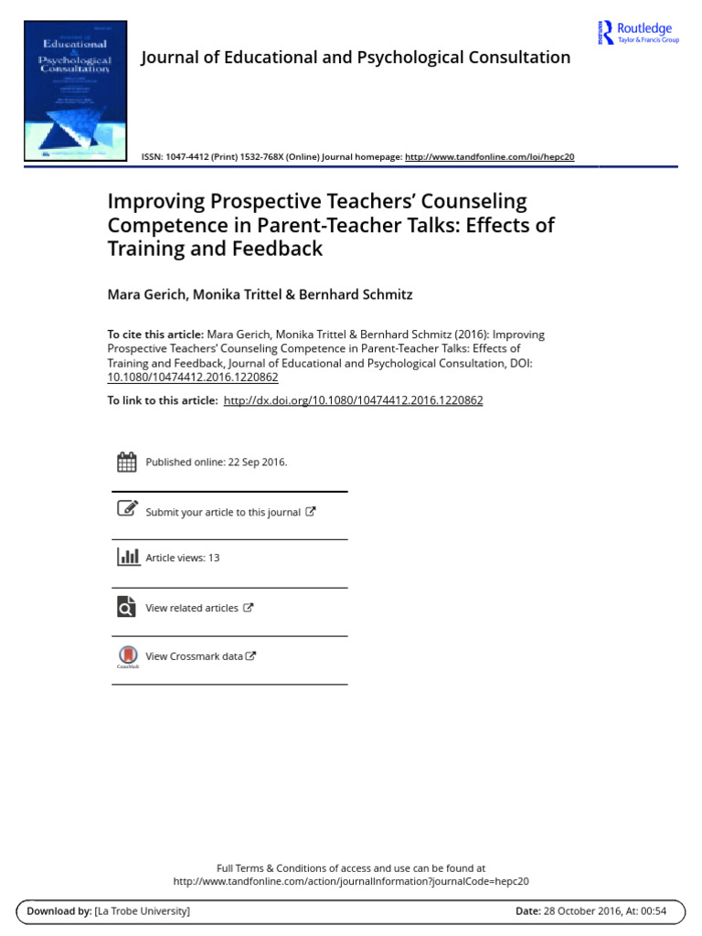Improving Prospective Teachers' Counseling Competence in Parent-Teacher ...