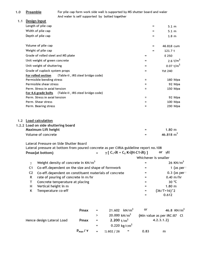 Design-C06-Pile Cap Staging | PDF | Bending | Young's Modulus