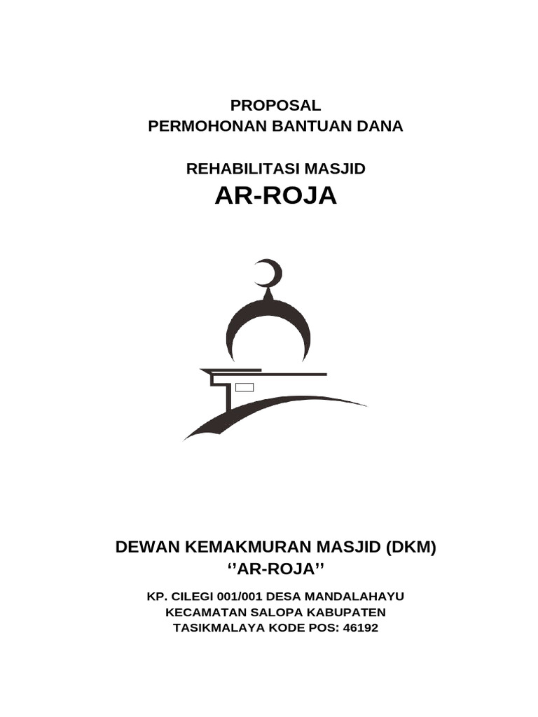 Proposal Permohonan Bantuan Rehab Masjid Ar-Roja | PDF