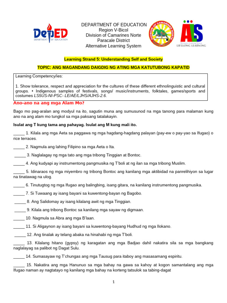 Ang Magandang Daigdig NG Ating Mga Katutubong Kapatid | PDF